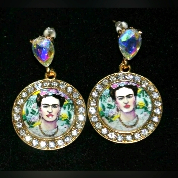 unbranded | Jewelry | Frida Kahlo Mexican Artist Rhinestone Drop Stud ...